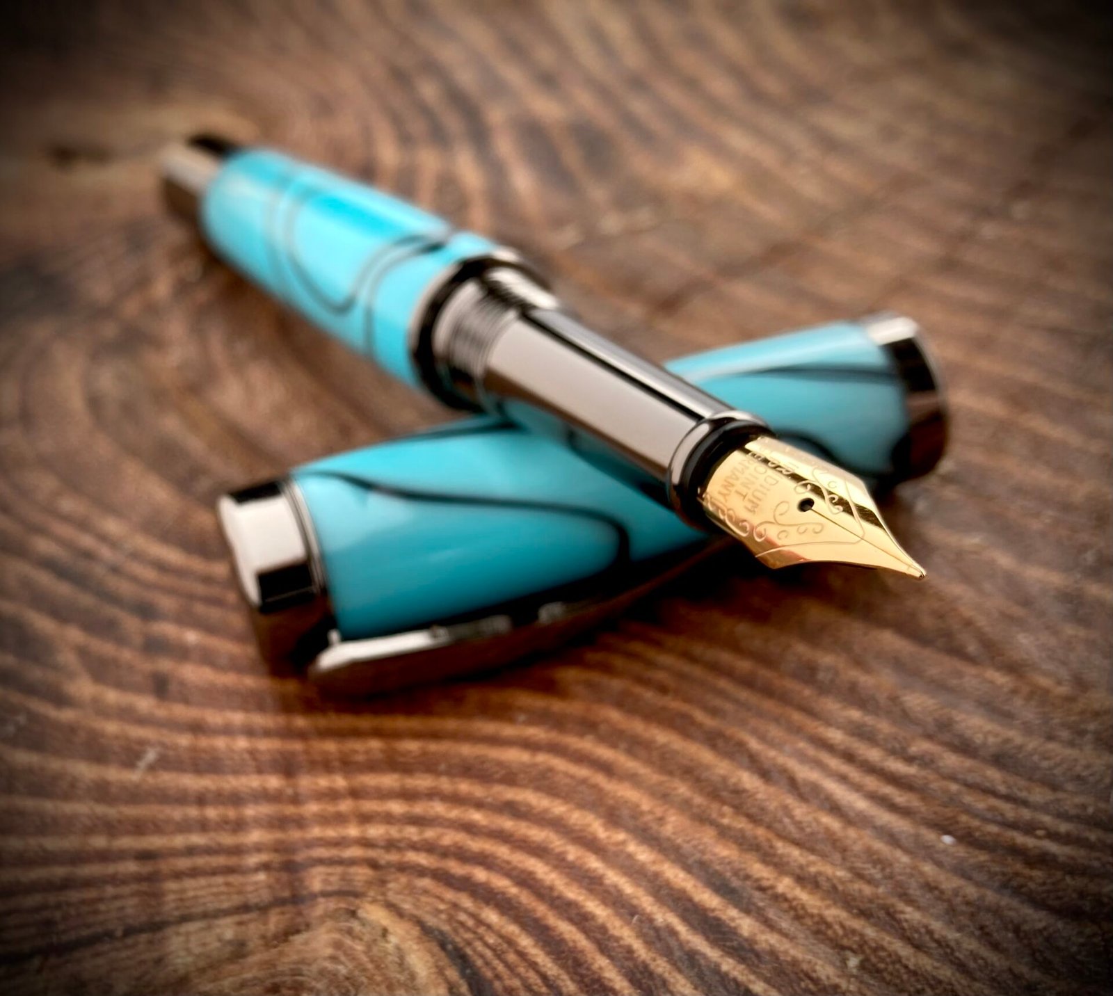 Handmade Blue Ribbon Fountain Pen | INK & TIMBER PENS