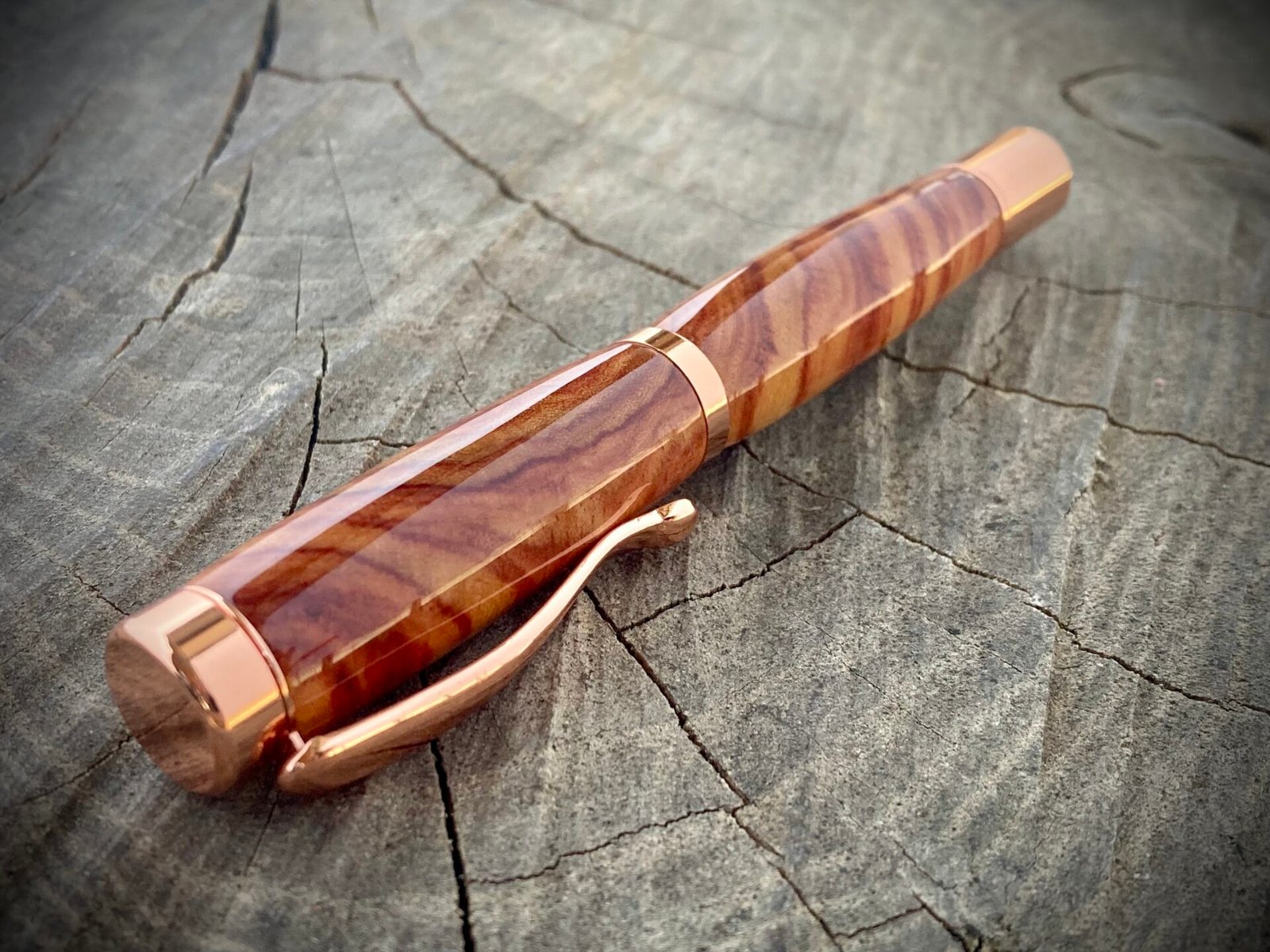 Handmade Crosscut Brazilian Tulipwood Fountain Pen | INK & TIMBER PENS