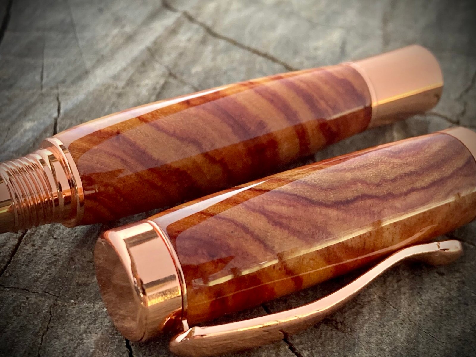 Handmade Crosscut Brazilian Tulipwood Fountain Pen | INK & TIMBER PENS